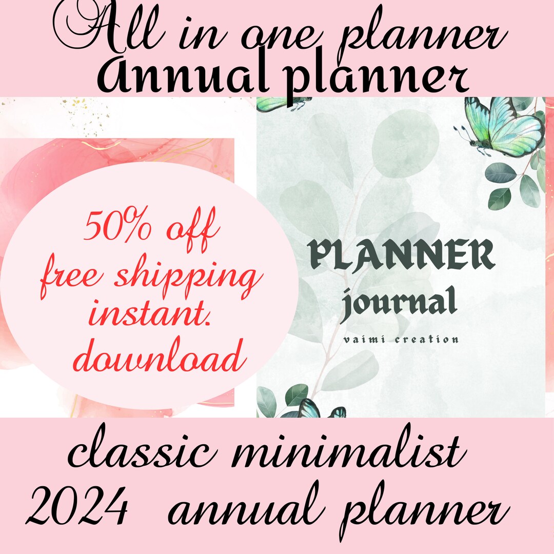 Classic Minimalistic 2024 Annual Planner 54 Pages Bundle Pack, Excel ...