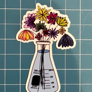 Flower Bouquet in Erlenmeyer Flask Sticker | Science Lab Glassware Stem ...