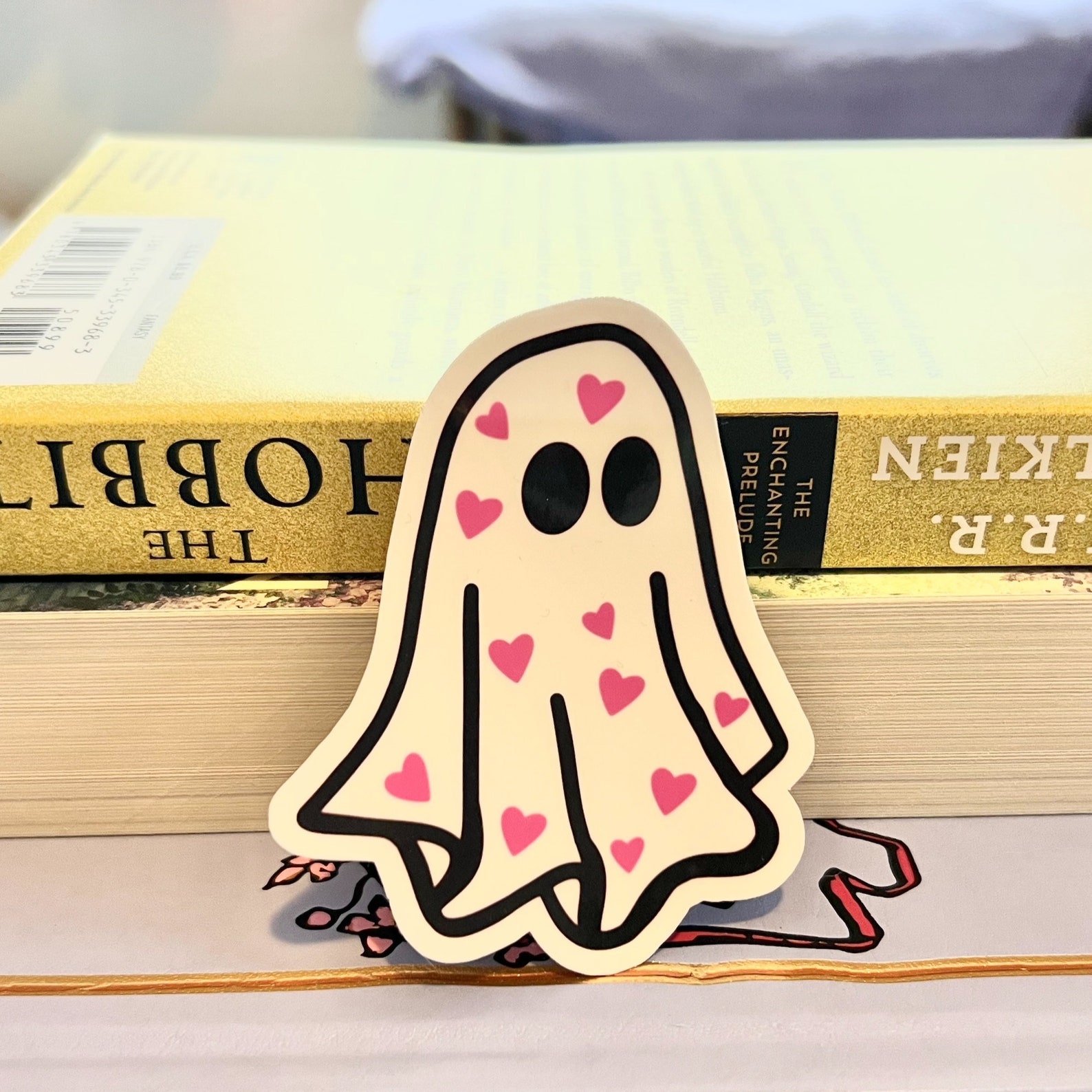 Cute Pink Hearts Ghost Sticker - Etsy