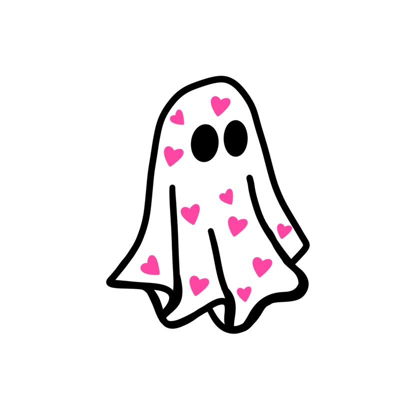 Cute Pink Hearts Ghost Sticker - Etsy