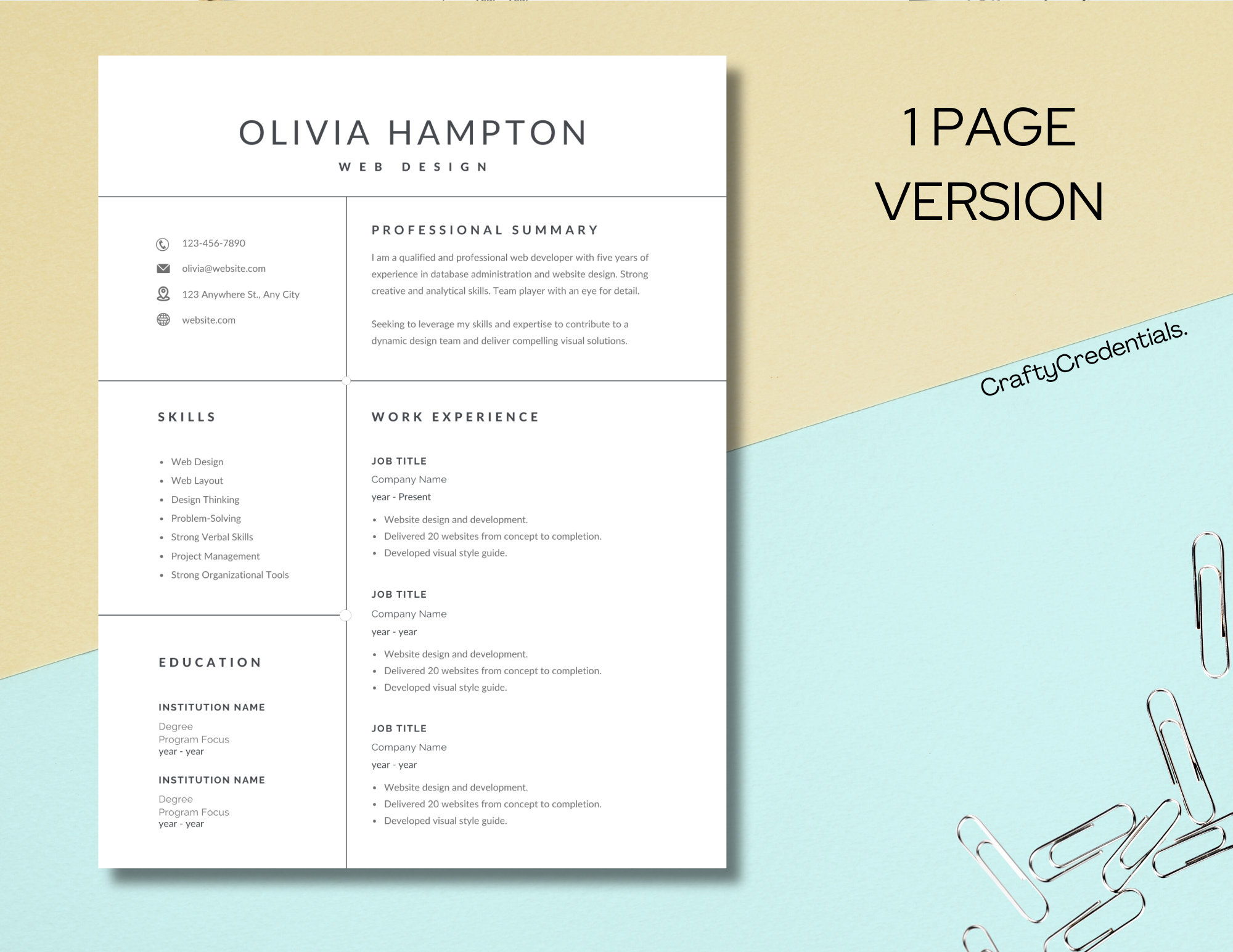 Resume Template, Clean Modern Executive Resume Template, Professional ...