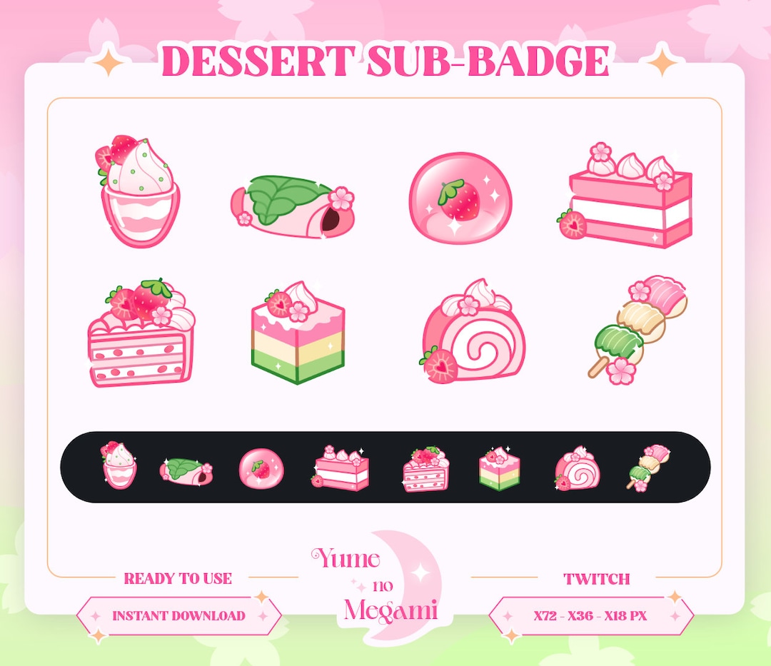 Kawaii Japanese Dessert Sub Badge / Twitch, Snacks, Sub Badge, Kawaii ...