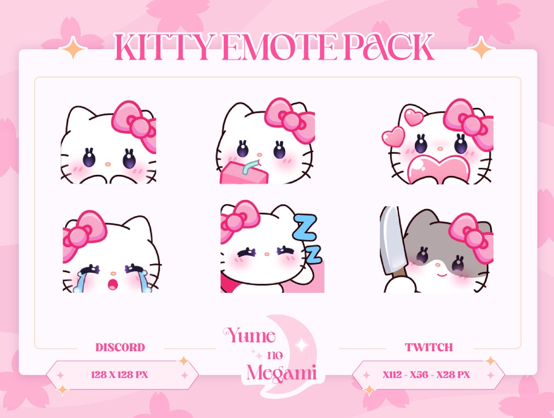 Kawaii Kitty Emote Pack / Twitch & Discord / niedlich, hübsch, rosa ...