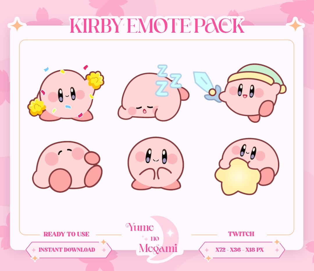 Kirby Emote Pack / Discord & Twitch / Cute, Kawaii, Pink, Shiny, Sub ...