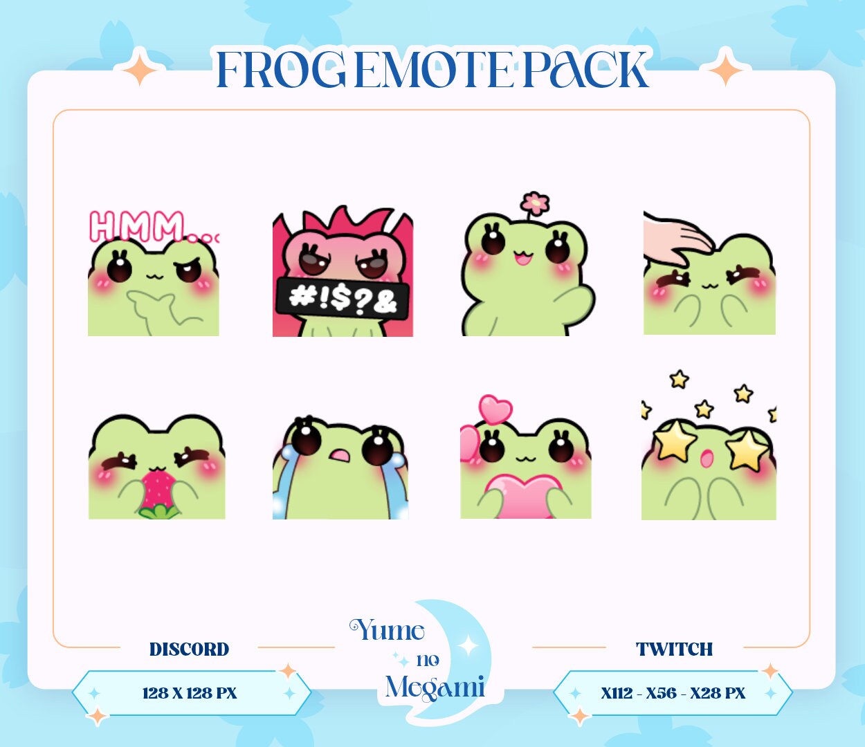 Kawaii Frog Emote Pack 1 / Twitch & Discord / Cute, Pretty, Green, Frog ...