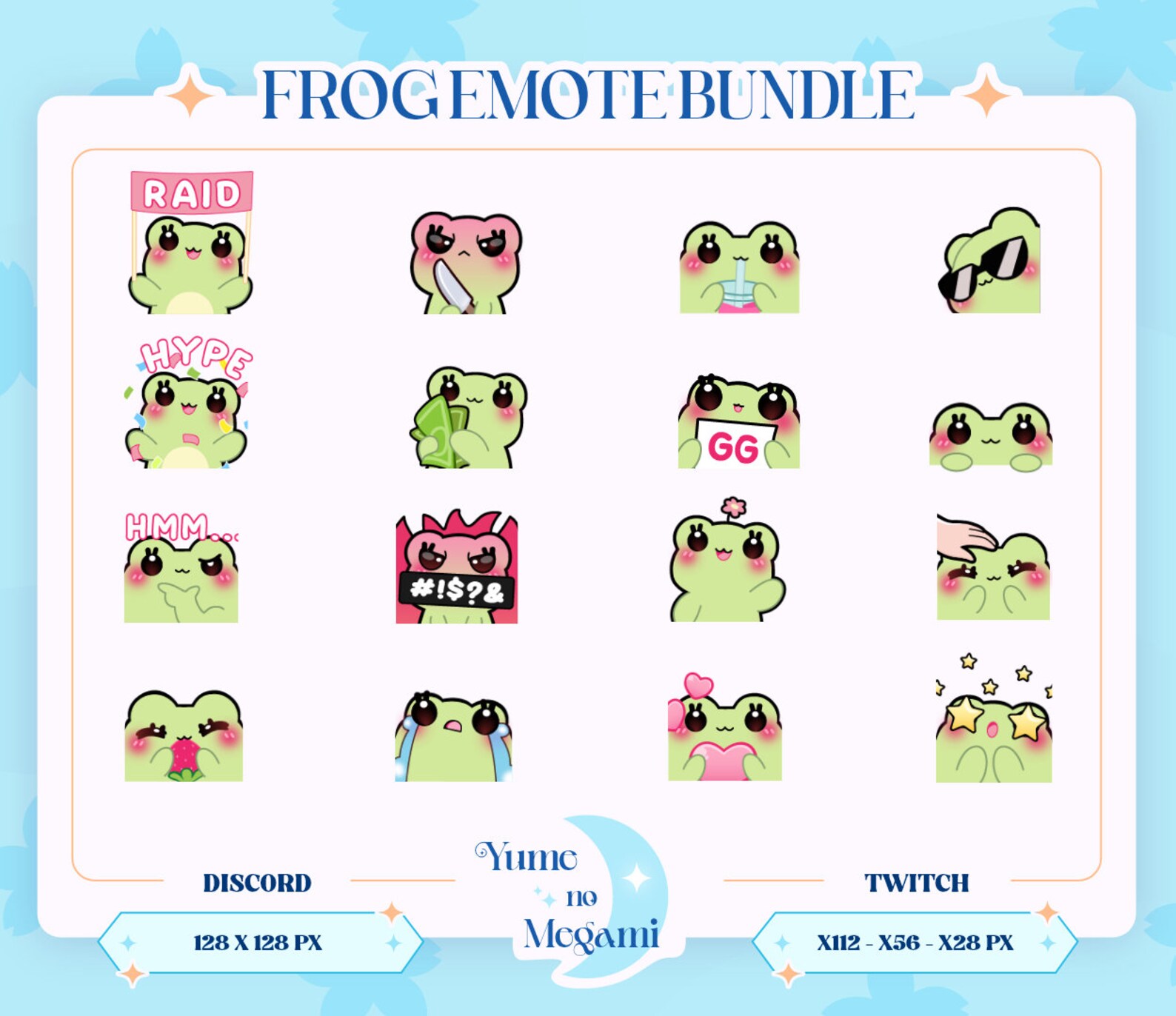 Kawaii Frog Emote Bundle / 2 Pack in 1 / Twitch & Discord / Cute ...