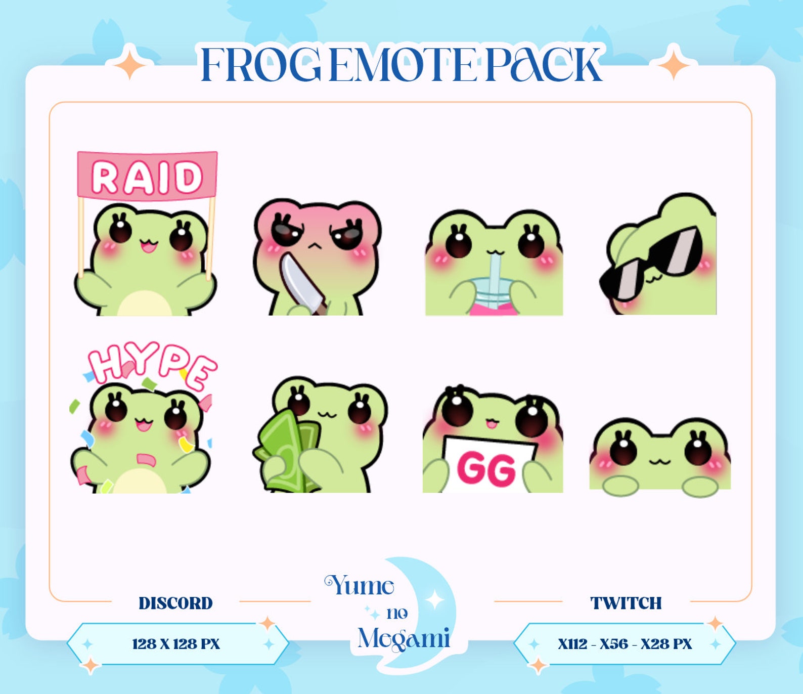 Kawaii Frog Emote Pack 2 / Twitch & Discord / Cute, Pretty, Green, Frog ...