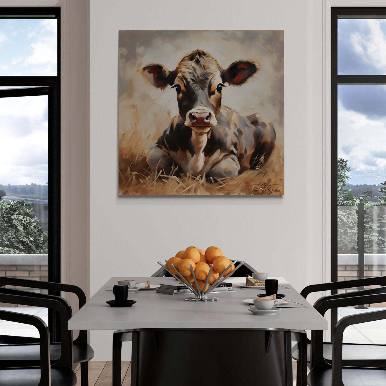 Hand Painted Cow Print on Canvas Farmhouse Home Wall Decor Gift for ...