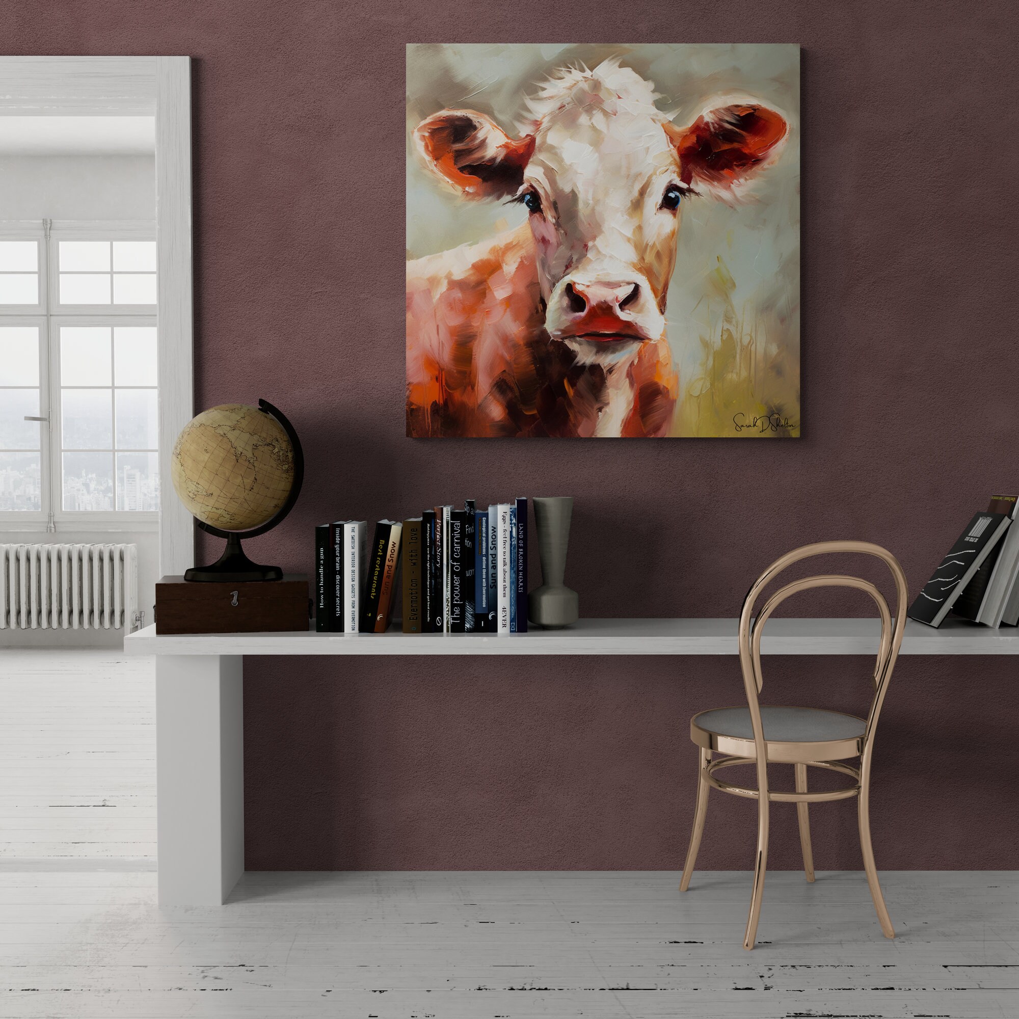 Cow Canvas Painting Print, Painted Cow Canvas Wall Art ,farmhouse Ranch ...