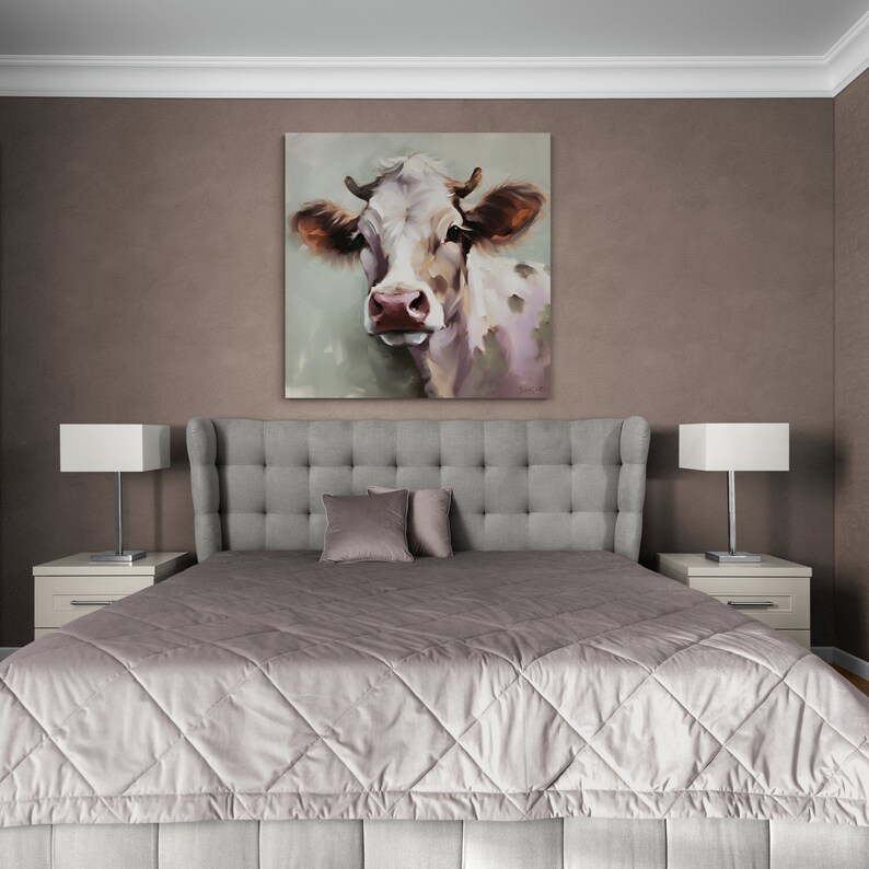 Hand Painted Cow Print on Premium Canvas Farmhouse Wall Hanging Decor ...