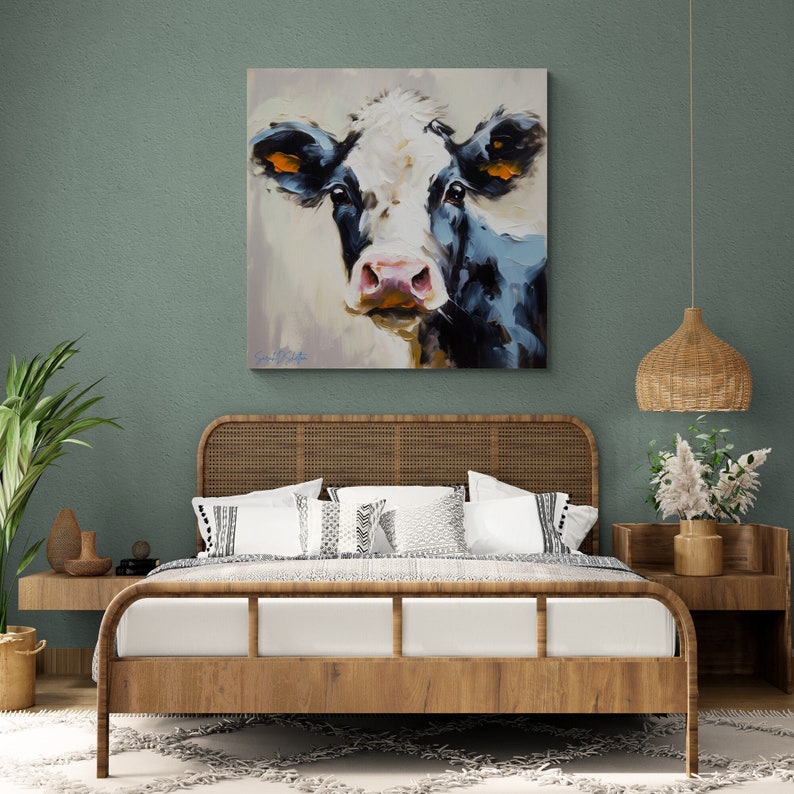 Hand Painted Cow Print on Premium Canvas Farmhouse Wall Art Gift for ...