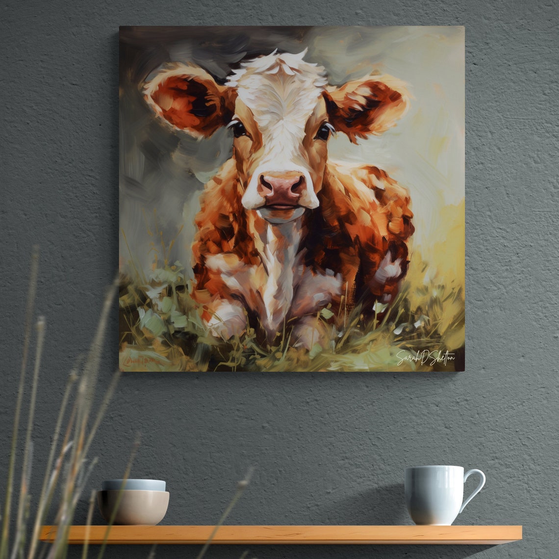 Hand Painted Cow Print on Premium Canvas Farmhouse Wall Art Gift for ...
