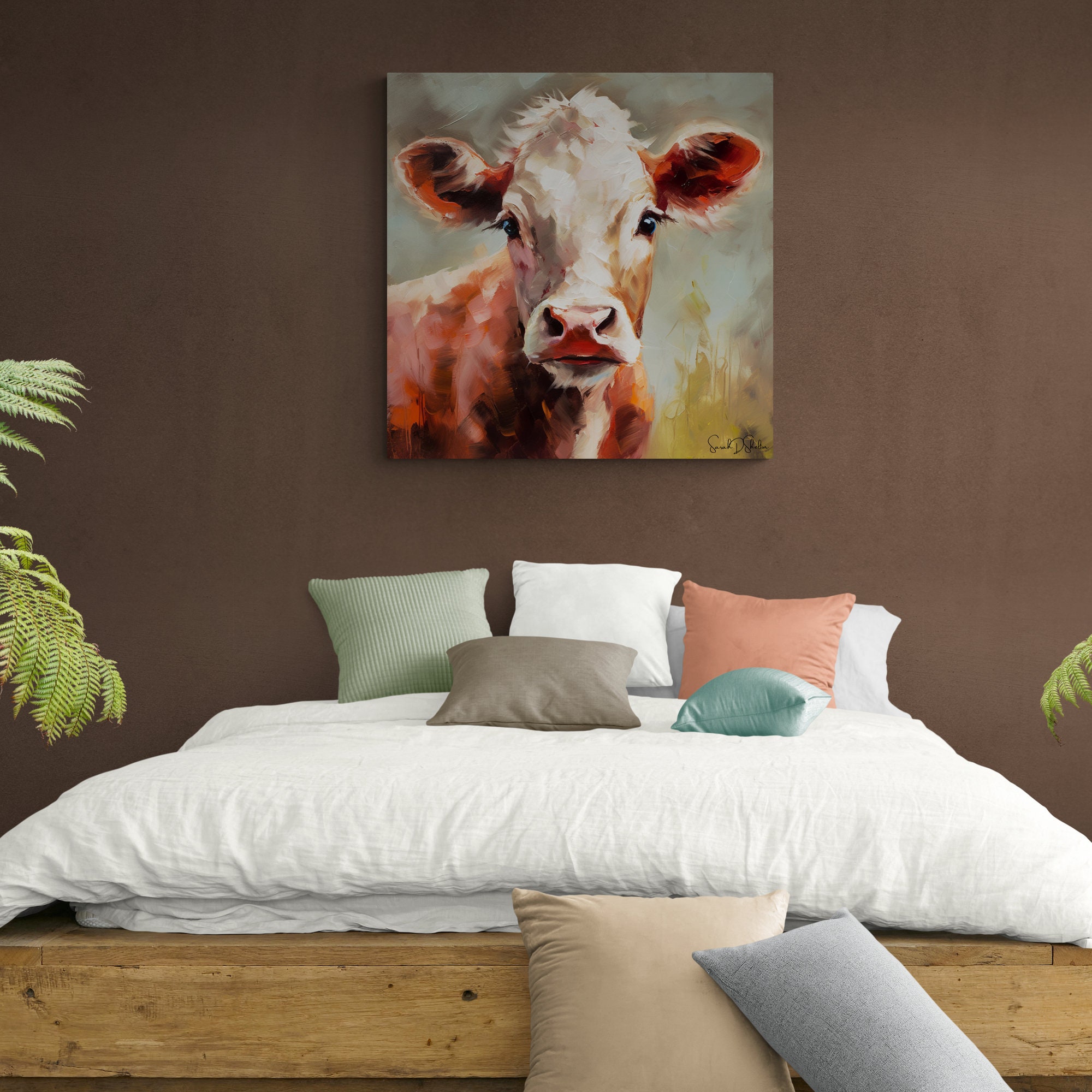 Cow Canvas Painting Print, Painted Cow Canvas Wall Art ,farmhouse Ranch ...