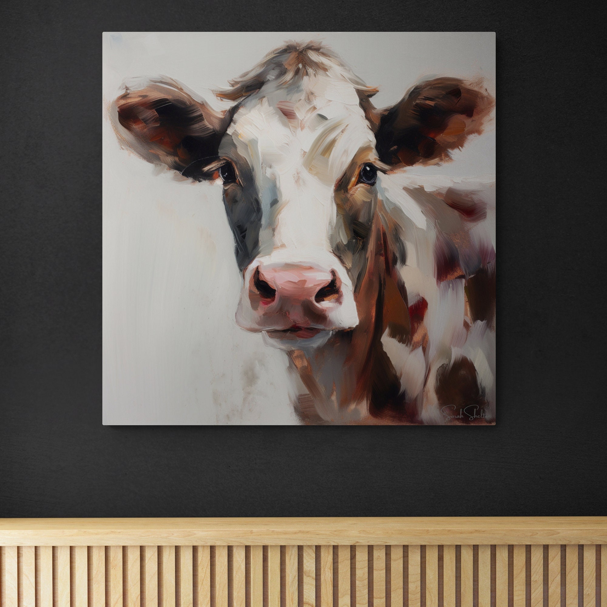 Hand Painted Cow Print Painted Cow Canvas Wall Art Farmhouse Ranch ...