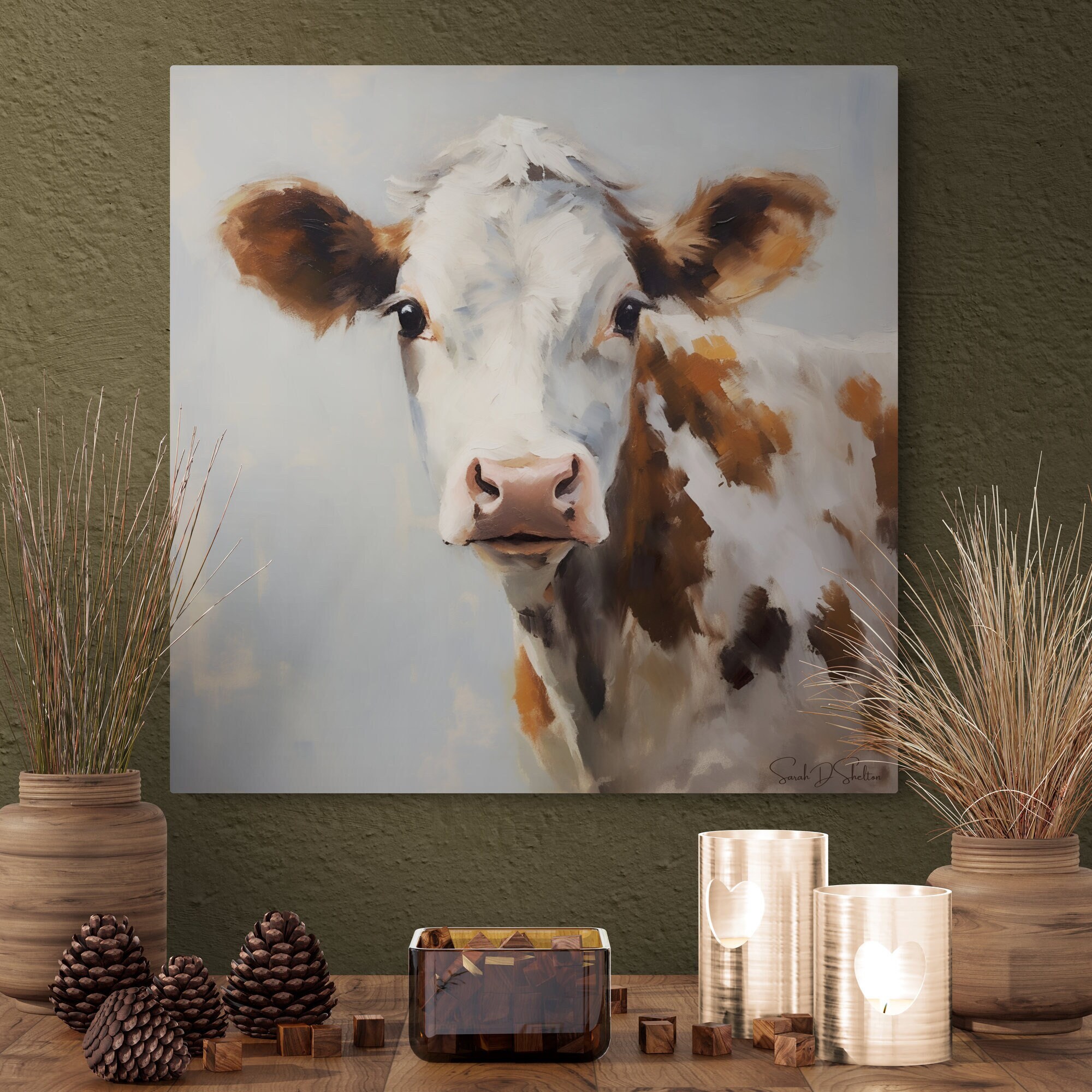 Cow Canvas Painting Print Painted Cow Canvas Wall Art Farmhouse Ranch ...