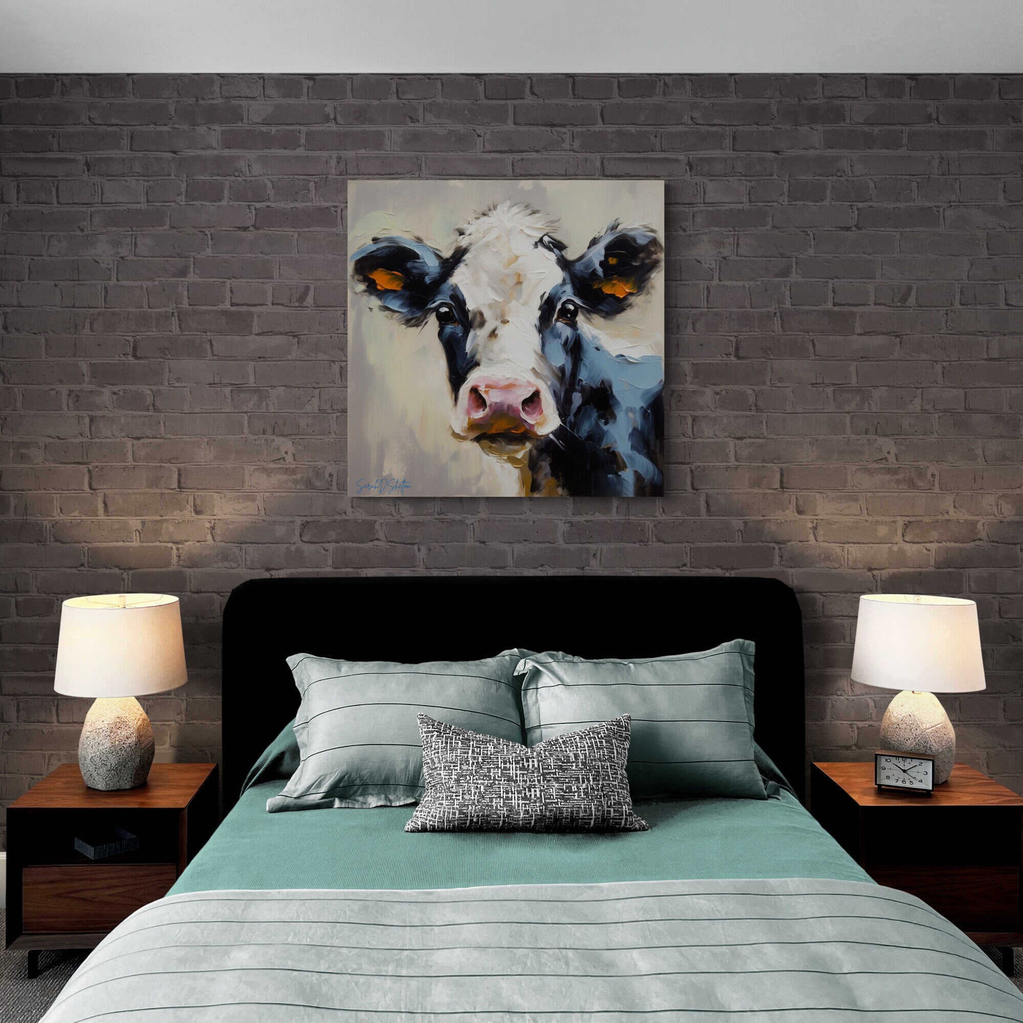 Hand Painted Cow Print on Premium Canvas Farmhouse Wall Art Gift for ...