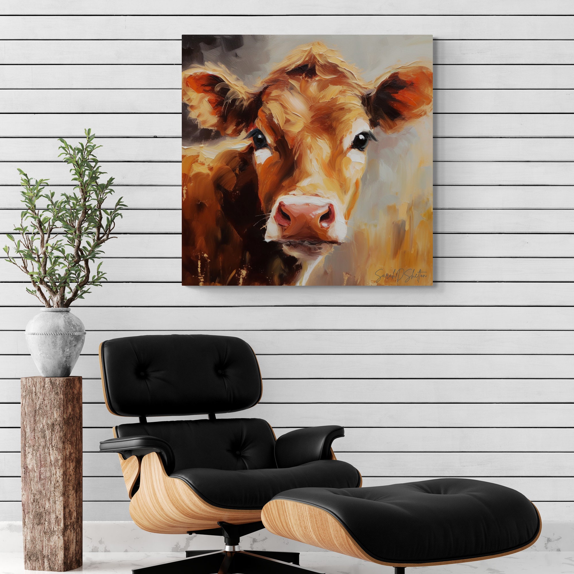 Hand Painted Cow Print on Premium Canvas Farmhouse Wall Art Gift for ...