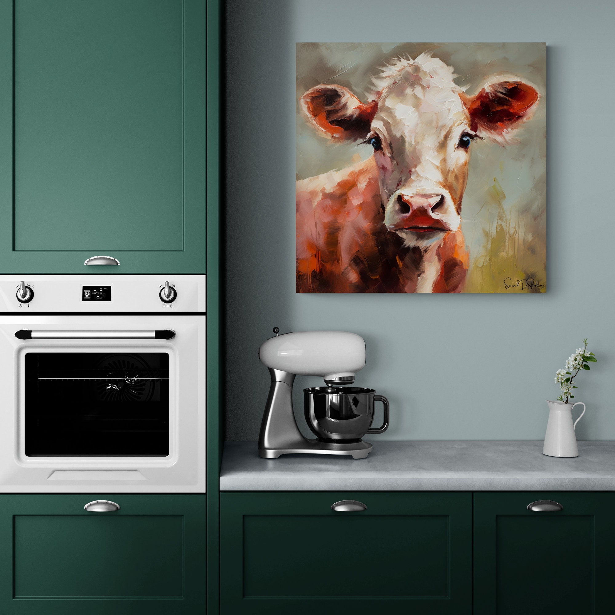 Cow Canvas Painting Print, Painted Cow Canvas Wall Art ,farmhouse Ranch ...