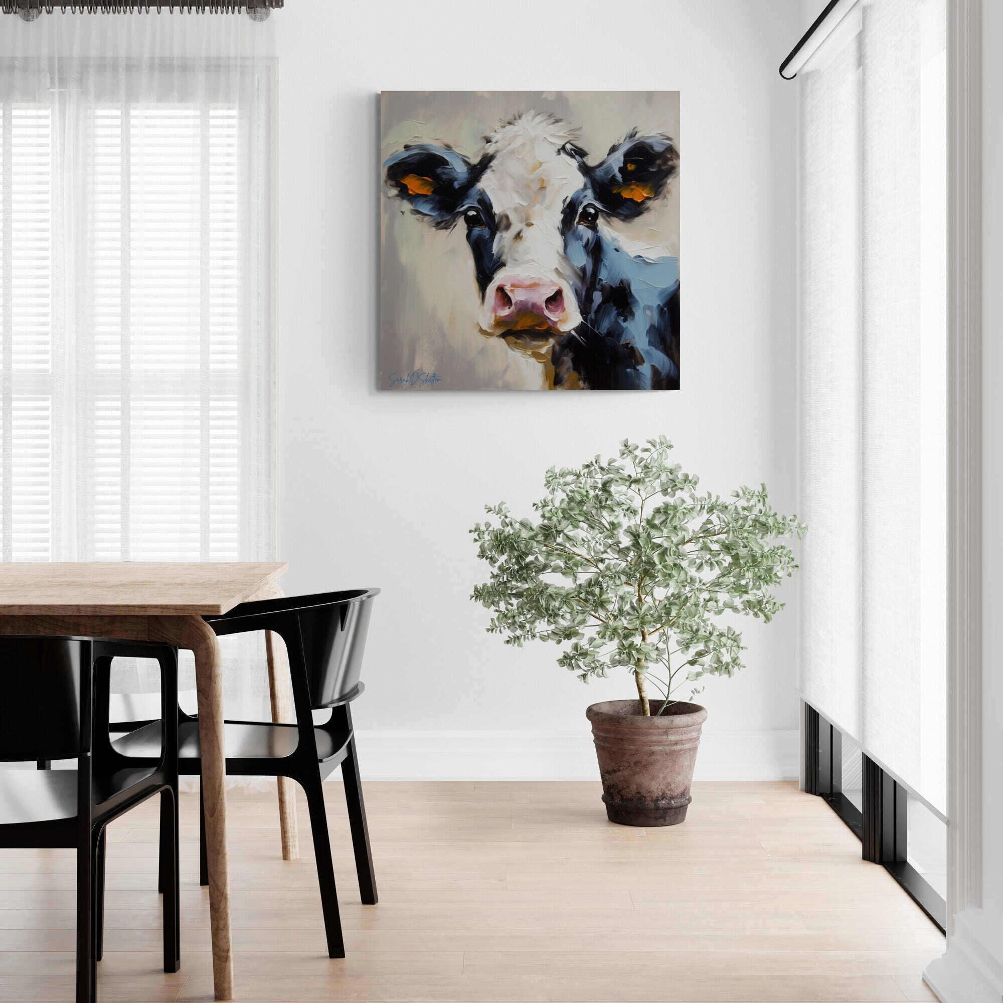 Hand Painted Cow Print on Premium Canvas Farmhouse Wall Art Gift for ...