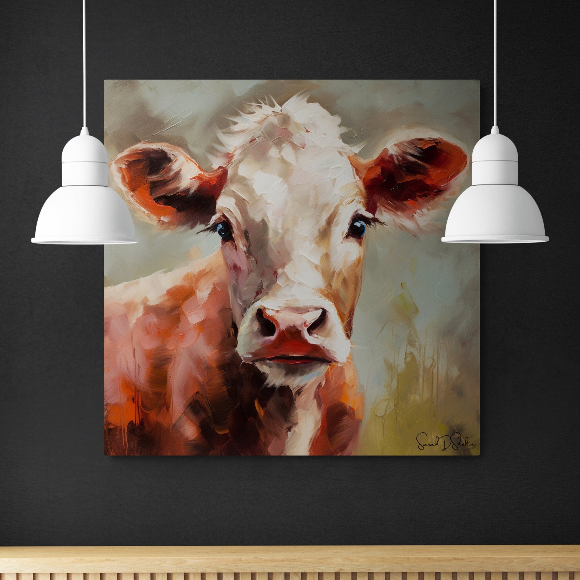 Cow Canvas Painting Print, Painted Cow Canvas Wall Art ,farmhouse Ranch ...