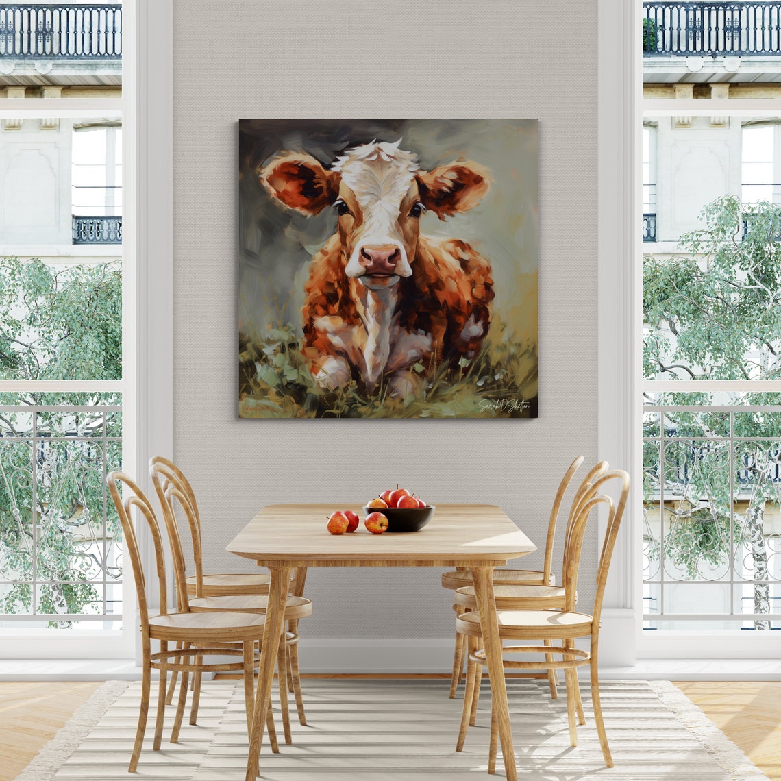 Hand Painted Cow Print on Premium Canvas Farmhouse Wall Art Gift for ...
