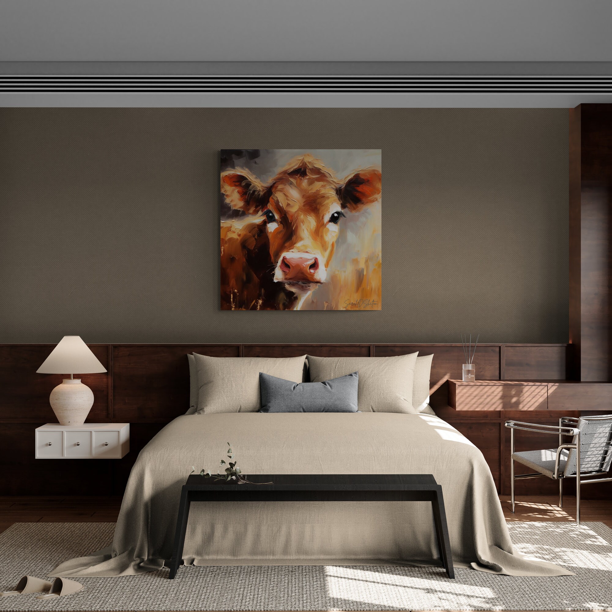 Hand Painted Cow Print on Premium Canvas Farmhouse Wall Art Gift for ...
