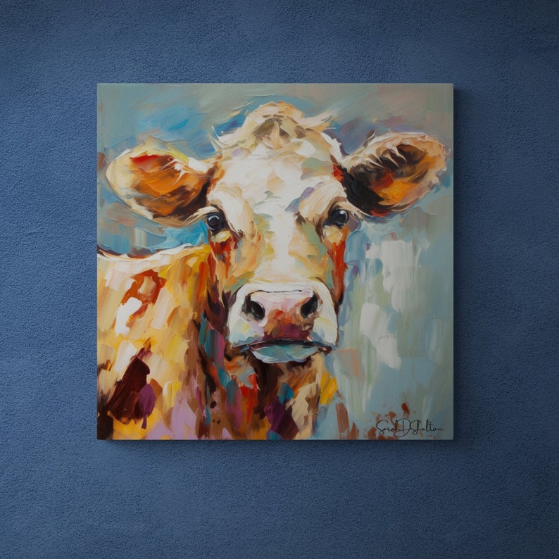 Hand Painted Cow Print on Premium Canvas Farmhouse Wall Art Gift for ...