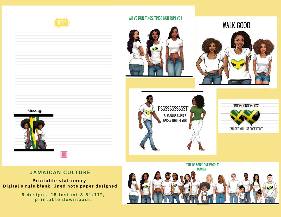 Printable, Downloadable Note Paper, Lined and Blank Jamaican Sayings - Etsy