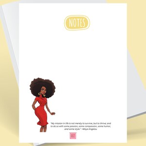 Printable Stationary Blank One Page Note Featuring Black Woman Art ...