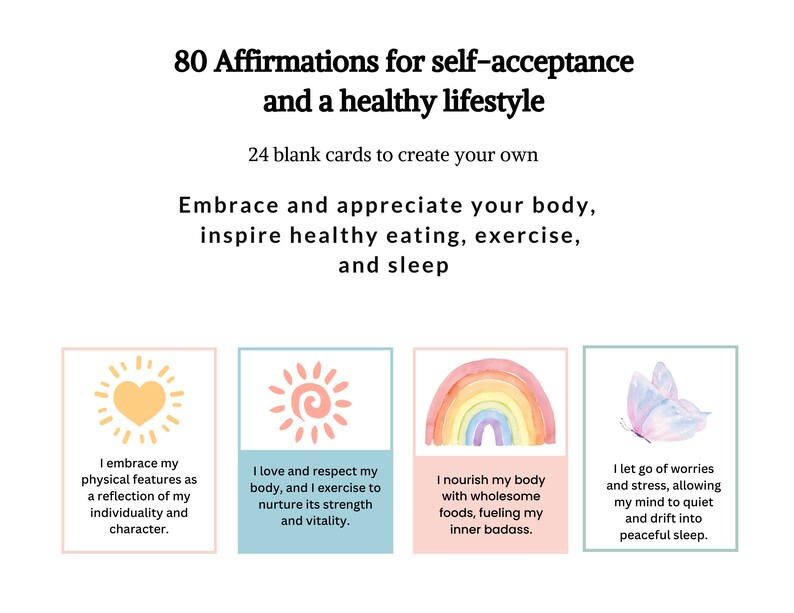 Printable Affirmation Cards for Self Acceptance, Self Care, Sleeping ...