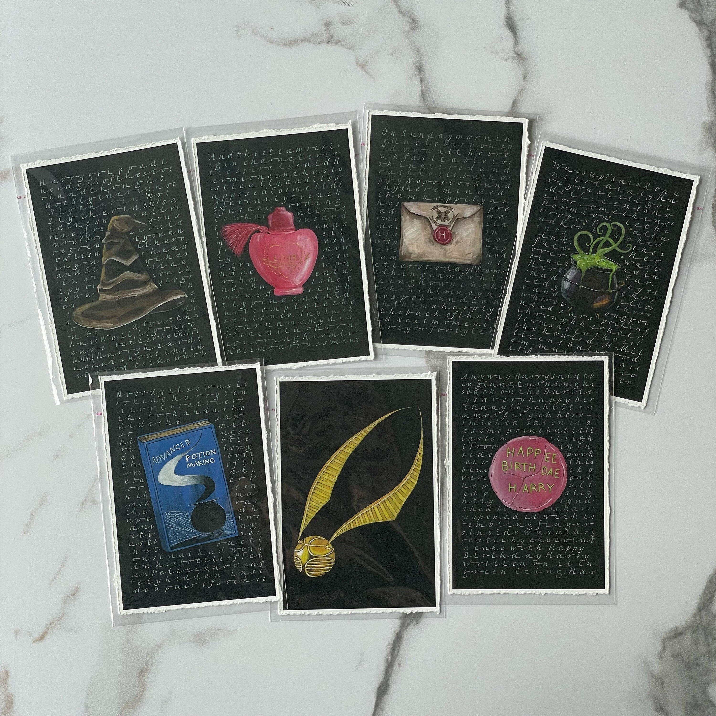 Harry Potter Hogwarts Set of 7 Postcards Giclée Fine Art - Etsy
