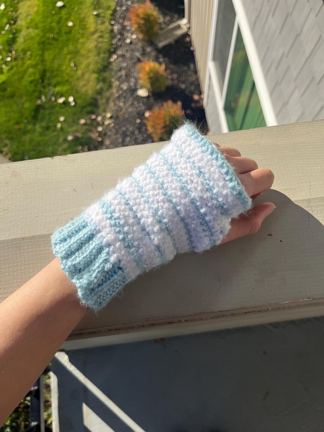 Crochet Y2k Alt Striped Fingerless Gloves - Etsy