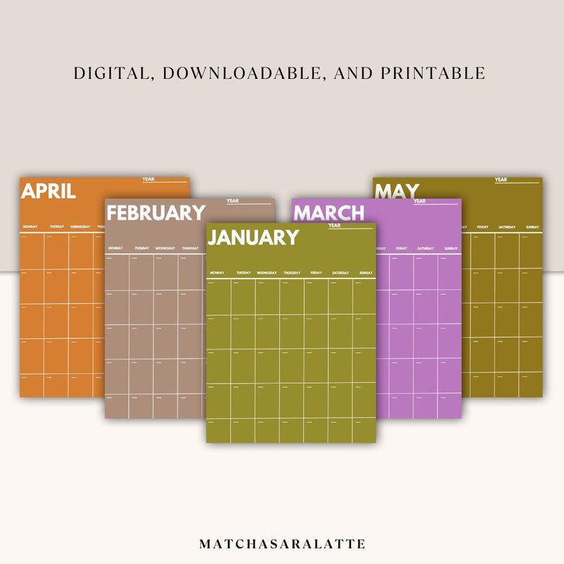 Large Undated Monthly Calendar, 12 Month Calendar, Wall Calendar ...