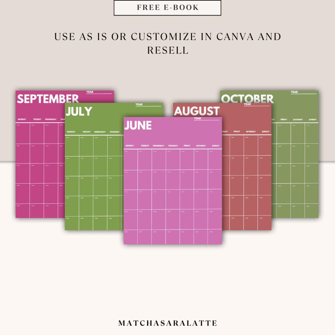 Large Undated Monthly Calendar, 12 Month Calendar, Wall Calendar ...