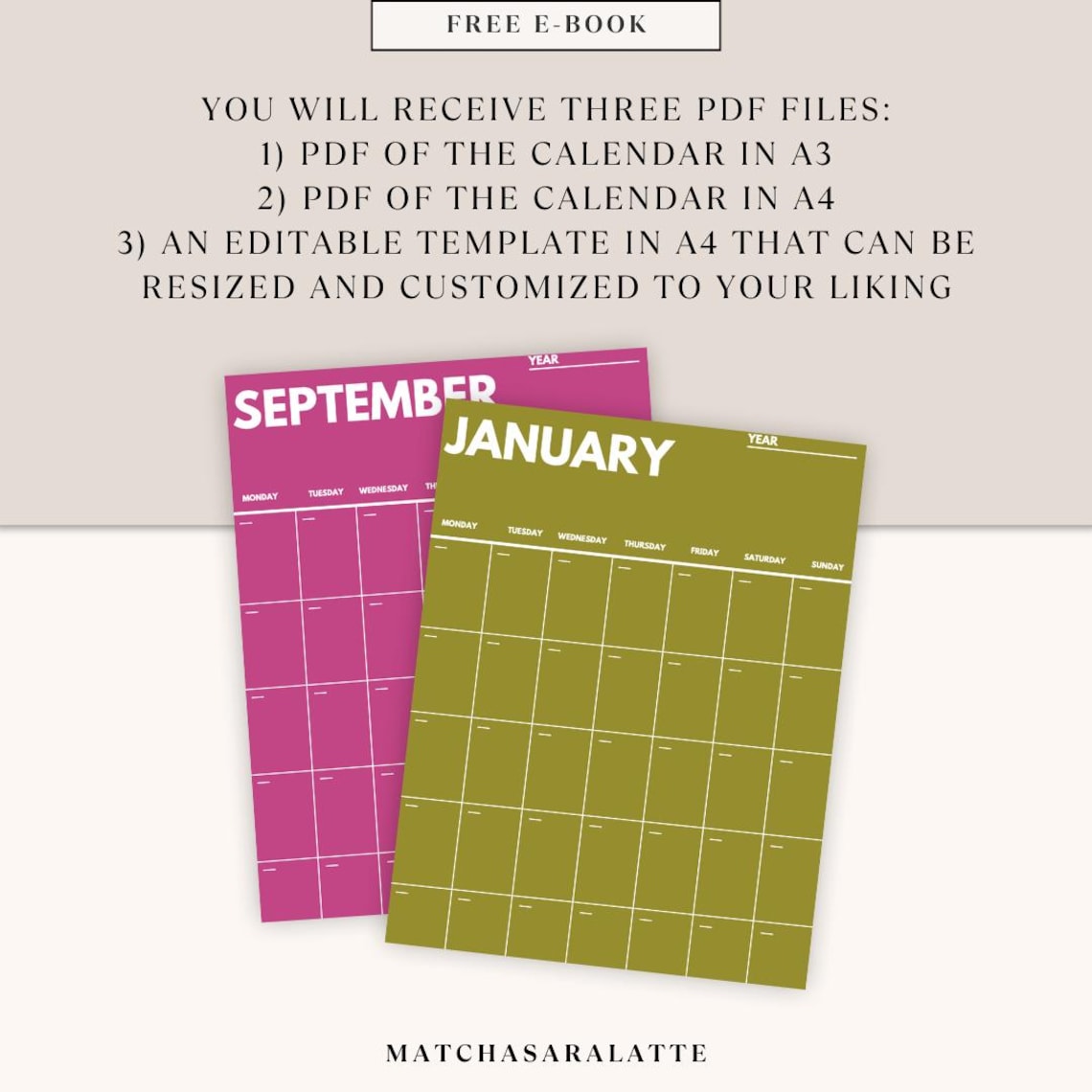 Large Undated Monthly Calendar, 12 Month Calendar, Wall Calendar ...