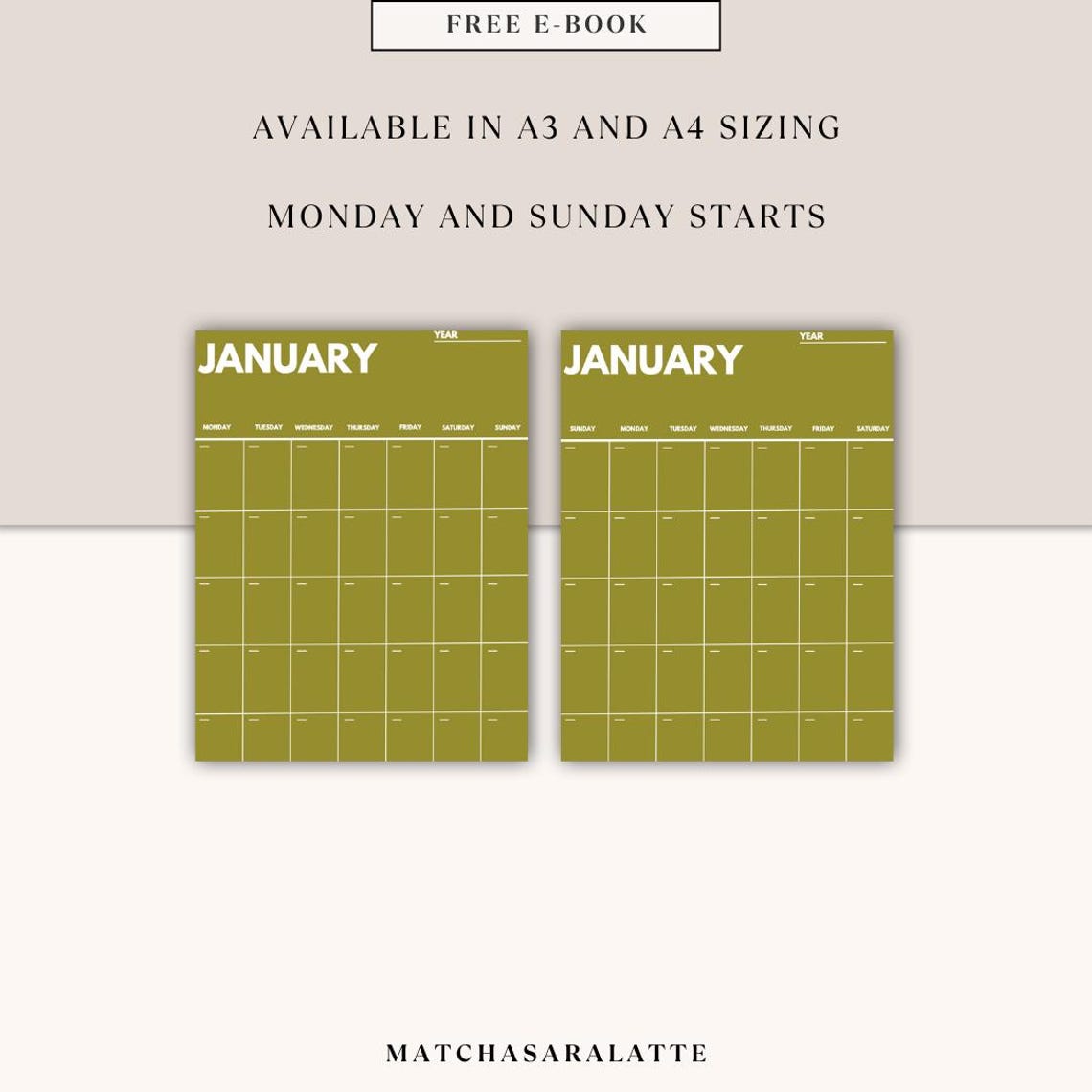 Large Undated Monthly Calendar, 12 Month Calendar, Wall Calendar ...