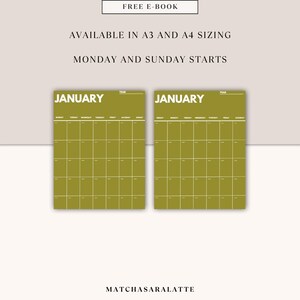 Large Undated Monthly Calendar, 12 Month Calendar, Wall Calendar ...