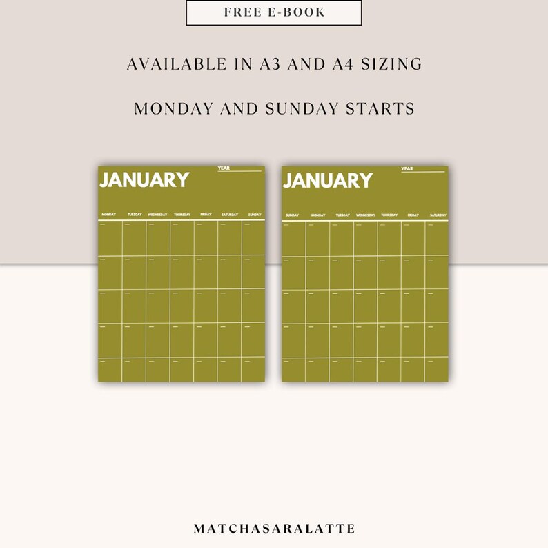 Large Undated Monthly Calendar, 12 Month Calendar, Wall Calendar ...