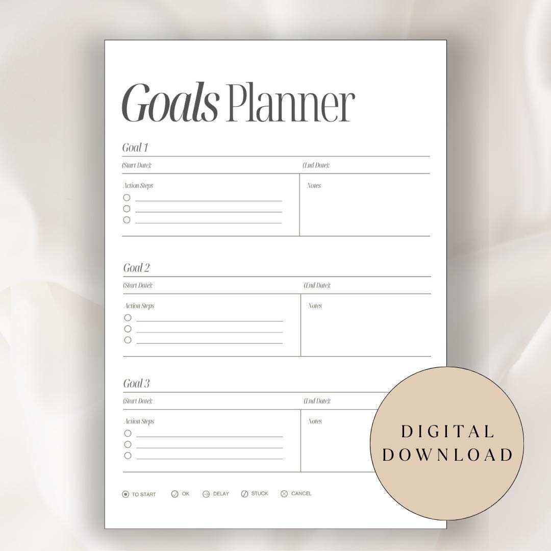 Goal Planner Printable, Goal Tracker - Etsy