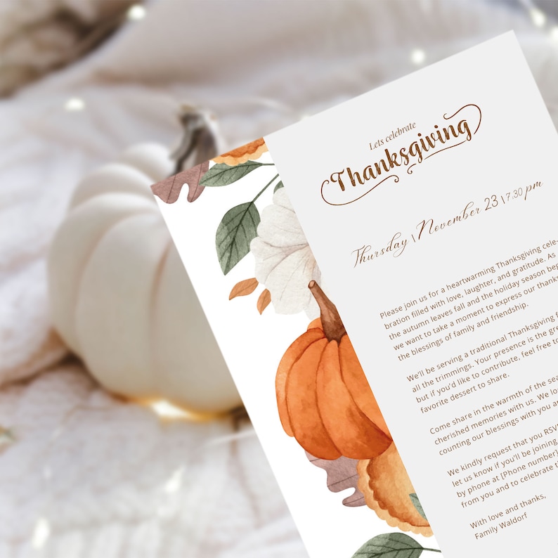 Editable Thanksgiving Invitation Template for Canva Instant Download - Etsy