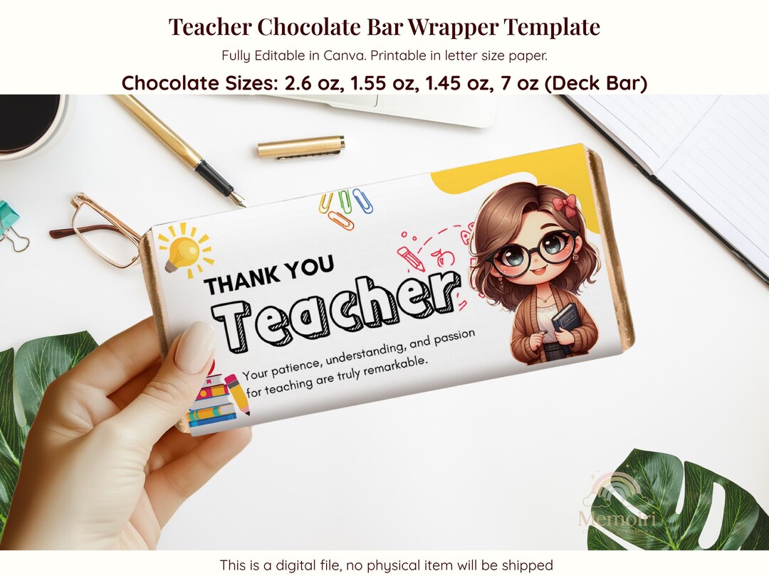 Teacher Appreciation Chocolate Wrapper Student Gift Idea - Etsy