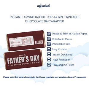 Father's Day Chocolate Bar Wrapper Template Printable Candy Bar Label ...