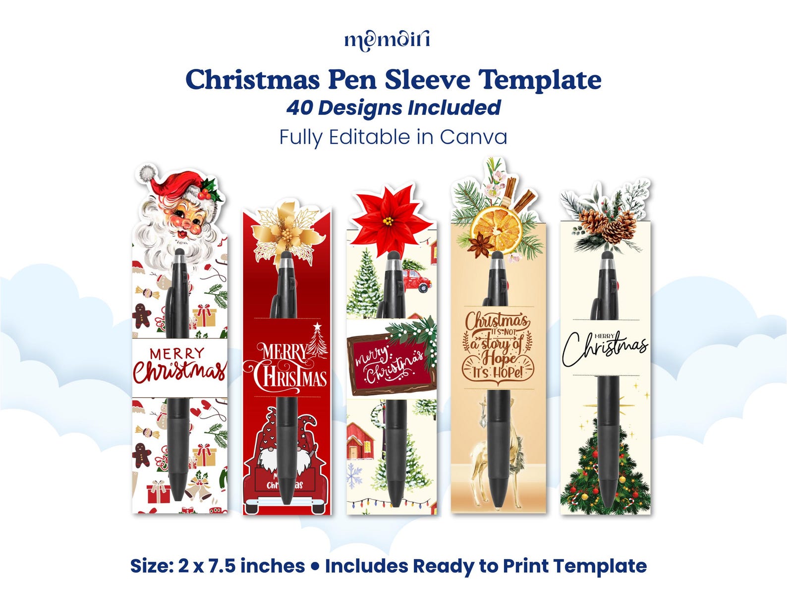 Christmas Pen Sleeve Template Bundle | 40 Canva Editable Designs ...