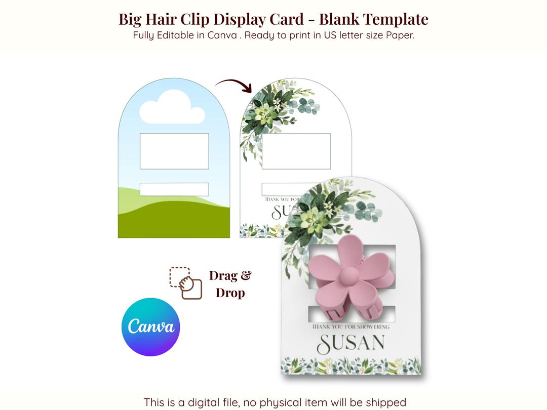 Claw Clip Display Card Template | Canva Editable Packaging (digital ...