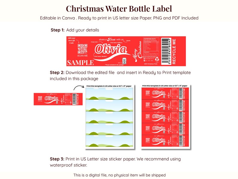 Soda Bottle Label Template Editable Cola Drink Wrap Bundle - Etsy