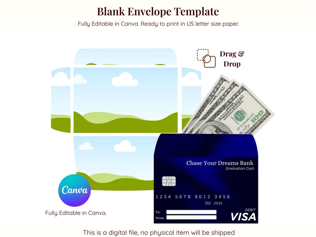 Editable Blank Envelope Template: Canva Cash & Gift Card Holder ...