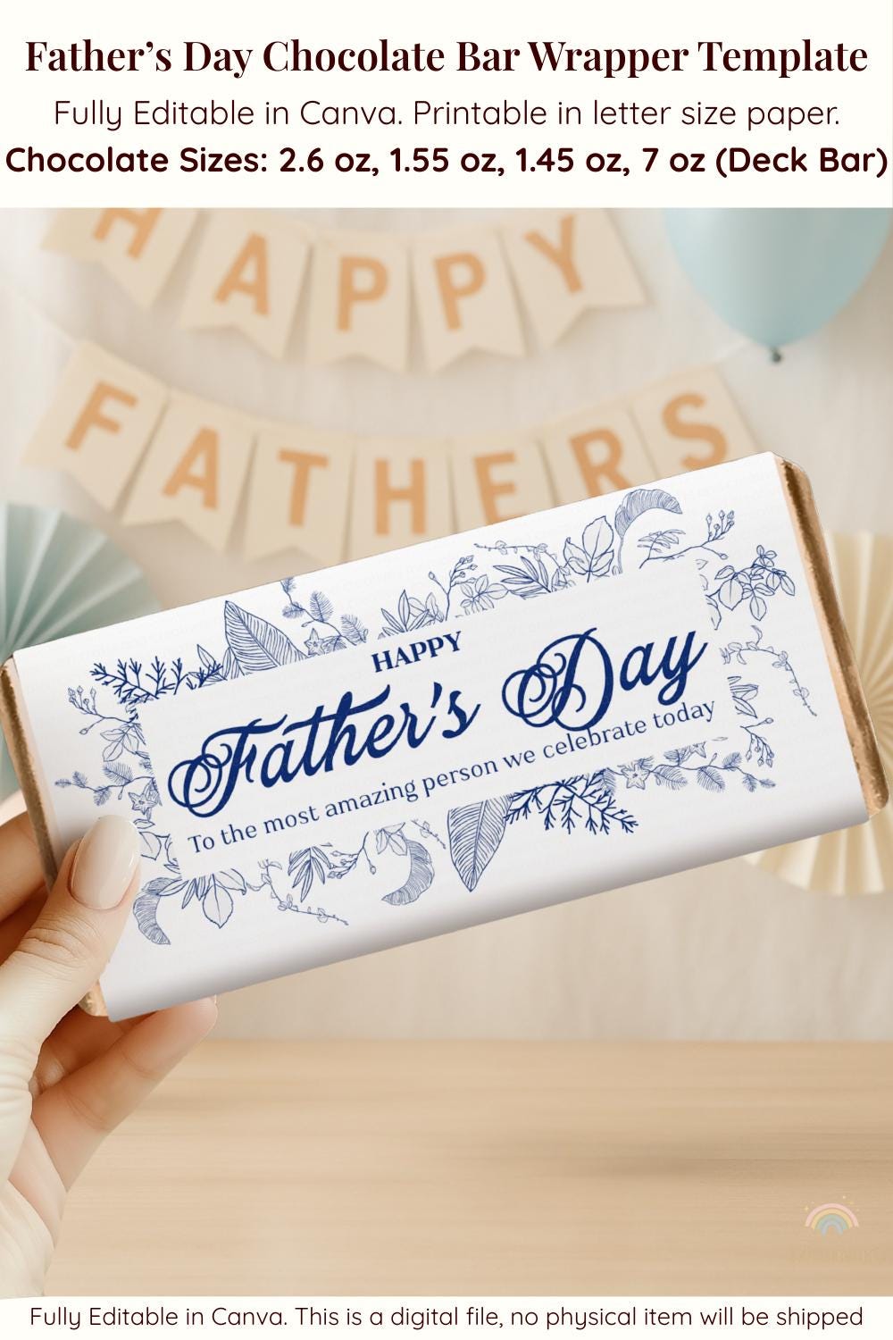 Father’s Day Chocolate Bar Wrapper Printable Candy Bar Label Gift for ...