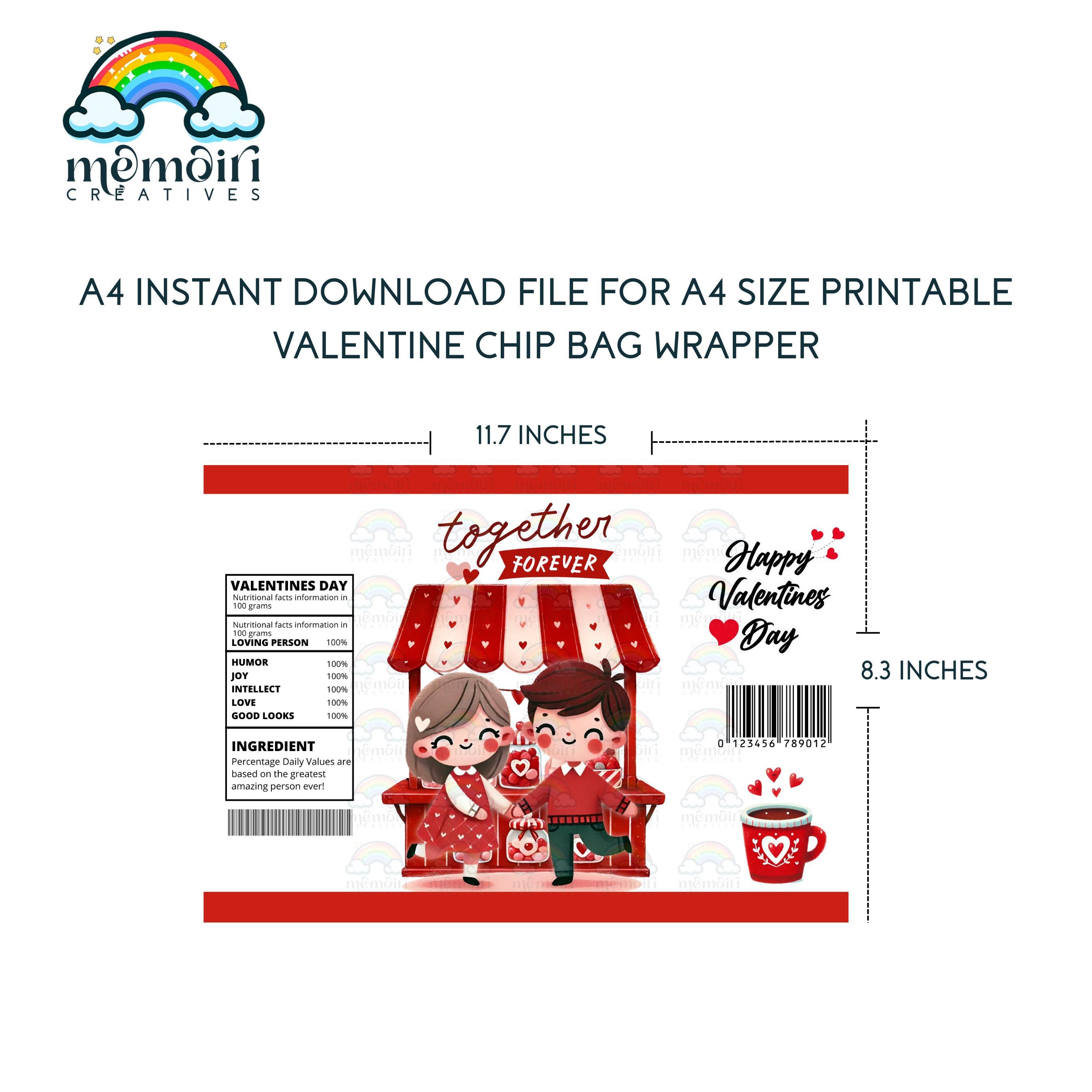 Editable Valentine's Day Chip Bag Template in Canva Valentines Gifts ...