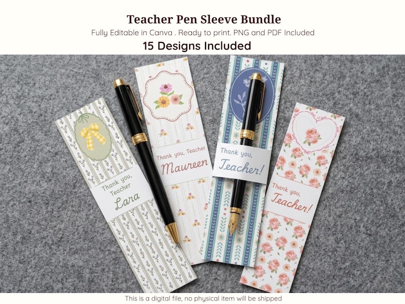 Teacher Pen Sleeve Bundle Template Canva Editable Printable Teacher ...