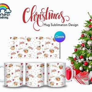 Editable Christmas Mug Template Canva Digital Download for Personalized ...